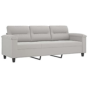 vidaXL 3-Seater Sofa Light Gray 70.9" Microfiber Fabric