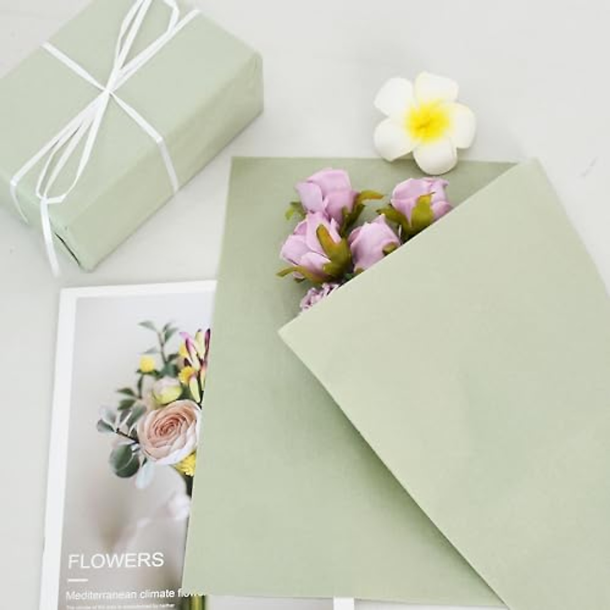 BEISHIDA 100 Sheets Sage Green Tissue Paper, Wrapping Paper, Tissue Paper for Gift Bags, 14"x20"Gift Wrap Tissue Paper Bulk for DIY Crafts Gift Wrapping Birthday Wedding Holiday Paper Flowers
