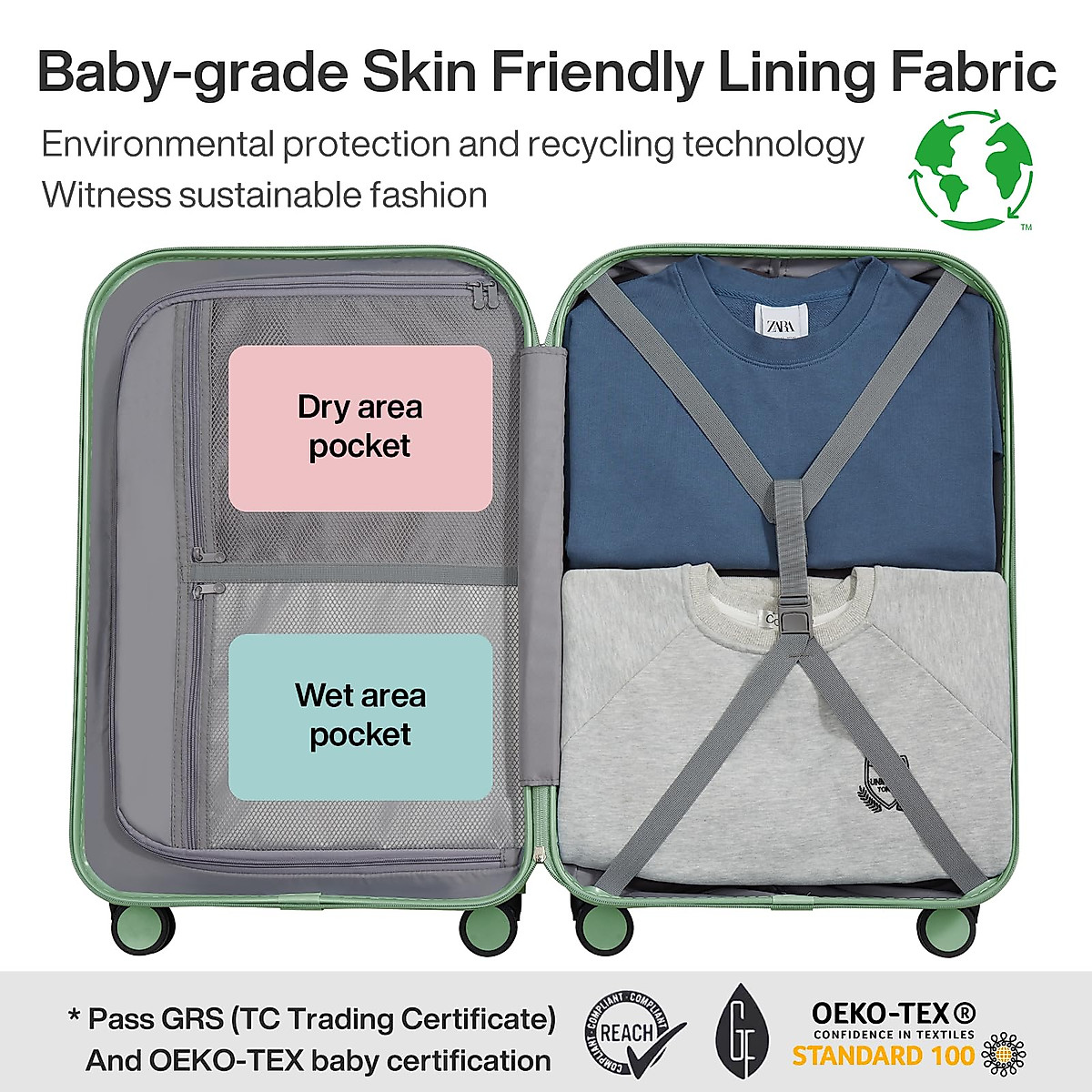 Carry on Luggage, Mixi Suitcase Spinner Wheels Luggage Hardshell Lightweight Rolling Suitcases PC with Cover & TSA Lock for Business Travel