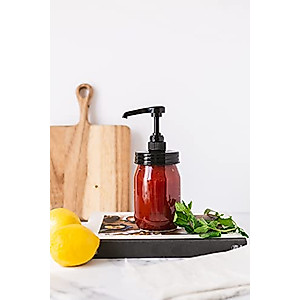 Jarmazing Products Mason Jar Syrup Dispenser - Set of 2 – 16 oz Smooth Jars with Rust-Proof, Leak-Proof, Food Grade Pumps for Honey, Syrups, Condiments, Salad Dressings and More