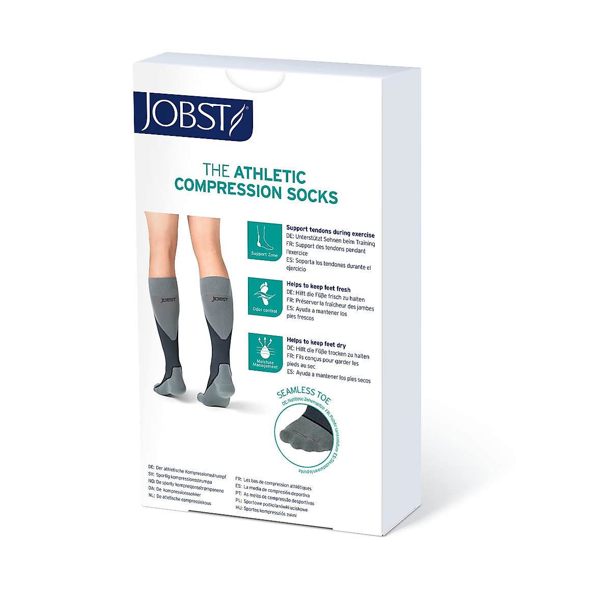 JOBST Sport Compression Socks 15-20 mmHg, Knee High, Closed Toe, Royal Blue/Gray, X-Large