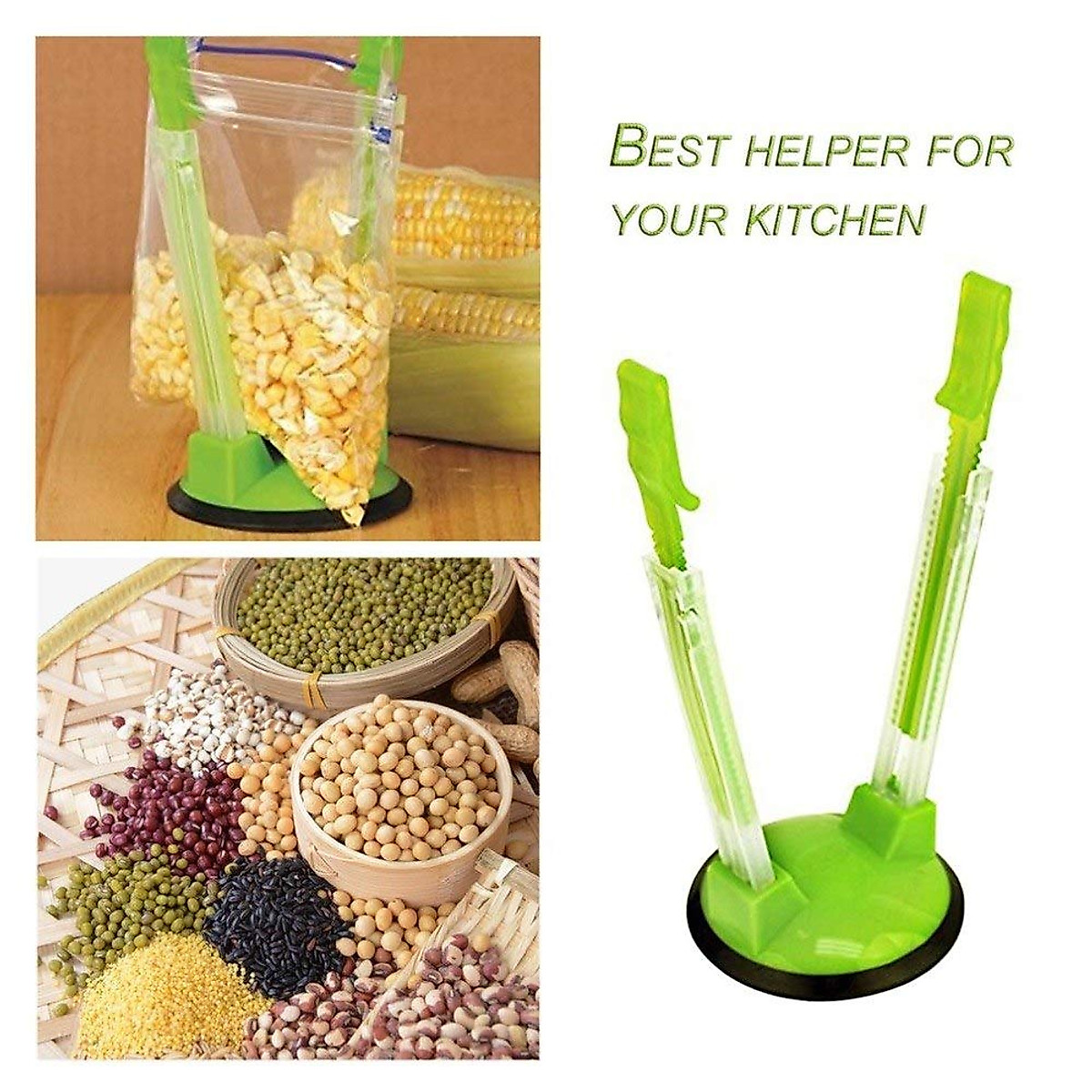 Baggy Rack - (2 Pack) Sandwich Bag Racks, Clip Food Storage Bags Onto Holder, Best Opener for Freezer & Storage Baggie - Ideal Plastic Kitchen Gadget, No Hassle Cooking Solutions For a Clean Pour