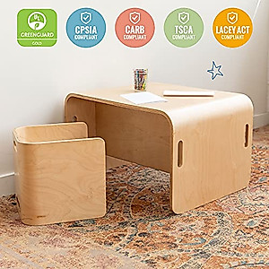 ECR4Kids Bentwood Multipurpose Table and Chair Set, Kids Furniture, Natural, 3-Piece