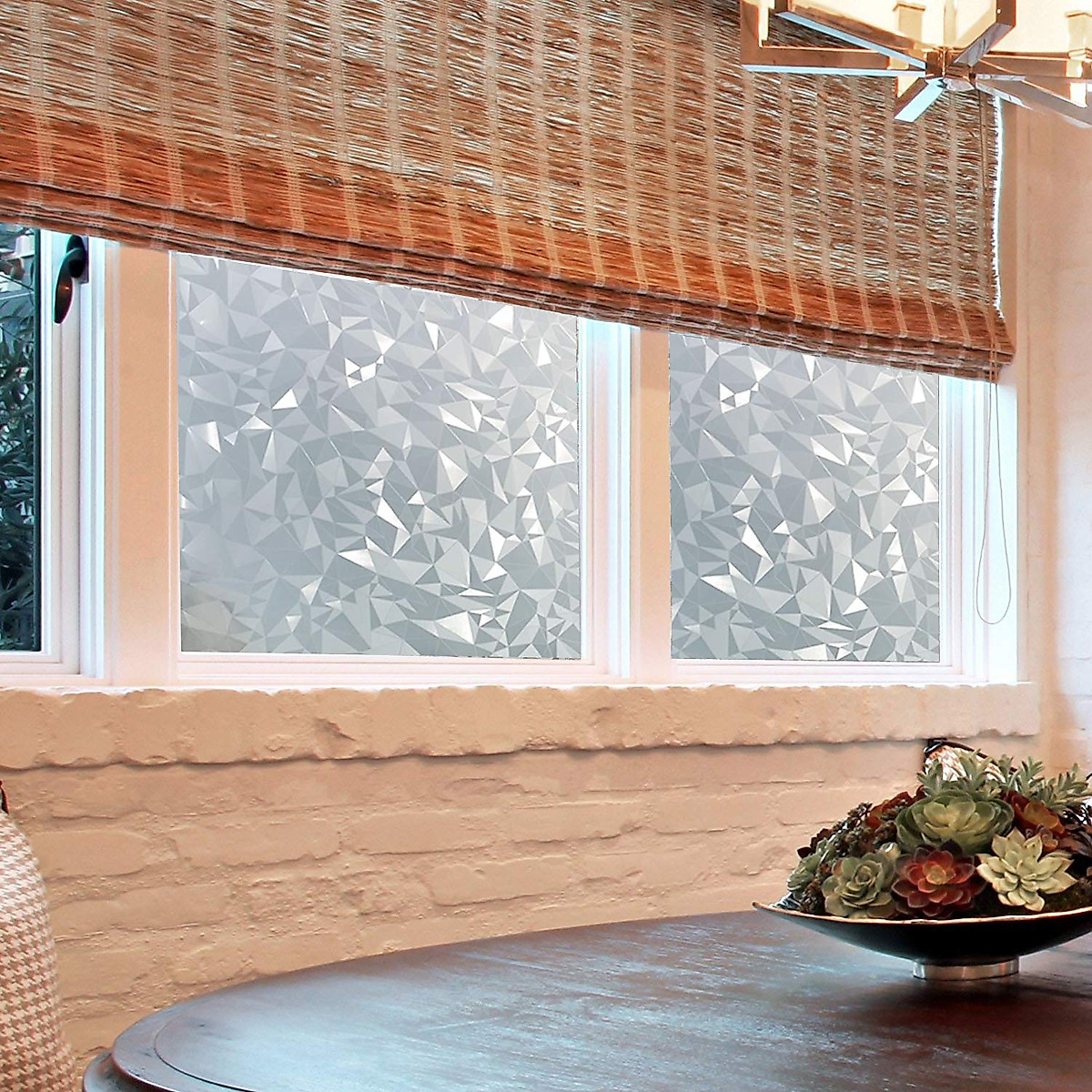 Decorative Privacy Window Film, 3D Window Tint Stained Glass Door Film Static Cling Reflective Window Decor/Privacy Protection/Heat Control/Anti UV for Home/Office, 17.5x78.5 inch Gravel