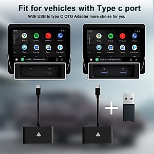 WQQBFF Wireless Android Auto Car Adapter，Android Phones Converts Wired Android Auto to Wireless - Direct Plug-in Type-c Adapter， Android Auto Wireless Adapter AI Box for Car with OEM（Black）