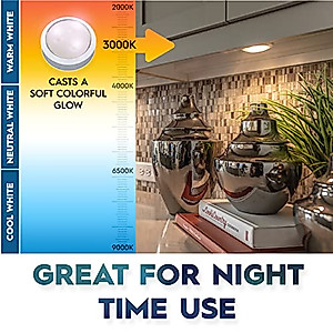 Brilliant Evolution 6-Pack Wireless RGB LED Lights - Battery Operated Puck Lights - Night Light - Color-Changing LED Under Cabinet Lighting - Wall, Cabinets, Shelf Light - with 2 Remotes