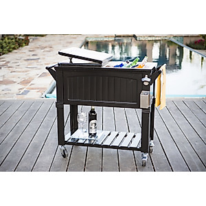 Permasteel 80 Quart Portable Rolling Patio Party Cooler in Antique Black