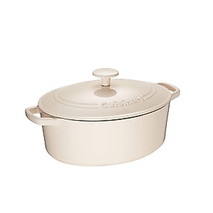 Cuisinart Chef's Classic Enameled Cast Iron 5.5-Quart Oval Covered Casserole, Enameled Cream
