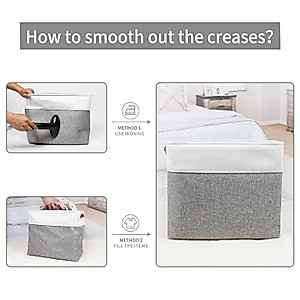 Bagnizer Large Fabric Storage Baskets | 50L Storage Bins, Decorative Linen Closet Baskets with Handles for Organizing, Shelf, Toys, Clothes, Home, Office, Nursery, 17x12x15Inches (Grey&White)