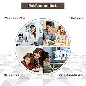 GOFLAME Computer Corner Desk, Wood Compact Home Office Writing Worstation with Drawer and Shelves, Laptop PC Corner Table for Small Space Home Office (Coffee)