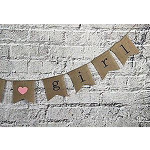 Gender Reveal Party - Baby Shower Decorations -"baby girl" Burlap Banner by Akak Store - Pregnancy Announcement