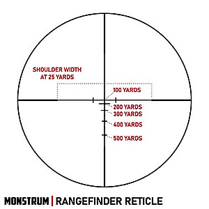 Monstrum 3-9x32 AO Rifle Scope with Illuminated Range Finder Reticle and Parallax Adjustment | Monstrum Flip Up Scope Cover Set | Bundle