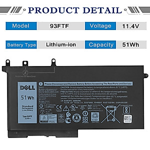 DELL 93FTF Laptop Battery Compatible with DELL Latitude 5280 5480 5580 5590 5490 5288 5290 5488 E5280 E5480 E5580 E5490 E5590 E5290 Precision 15 3520 3530