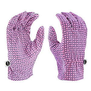 Miracle Gro Women's Canvas Back Dotted Palm Gardening Work Gloves, Breathable Backing, Strong Grip, Shirred Elastic Wrist, Purple/Pink, Medium, (M56111/WML)