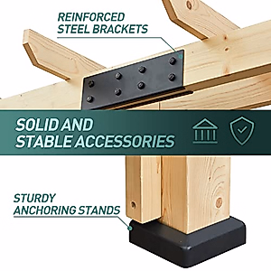 Endark 9x9 FT Solid Wood Pergola with Corner Seating and Table, Outdoor Patio Corner Pergola with Cushioned Sofa for Garden, Backyard, Poolside