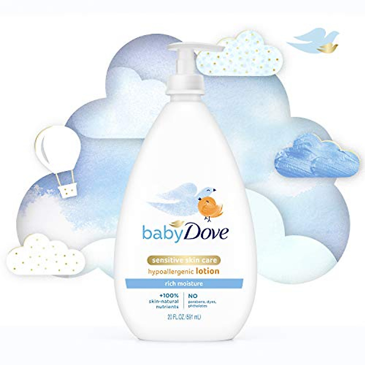 Baby Dove Sensitive Skin Care Body Lotion For Delicate Baby Skin Rich Moisture With 24-Hour Moisturizer, 20 fl oz (Package May Vary)