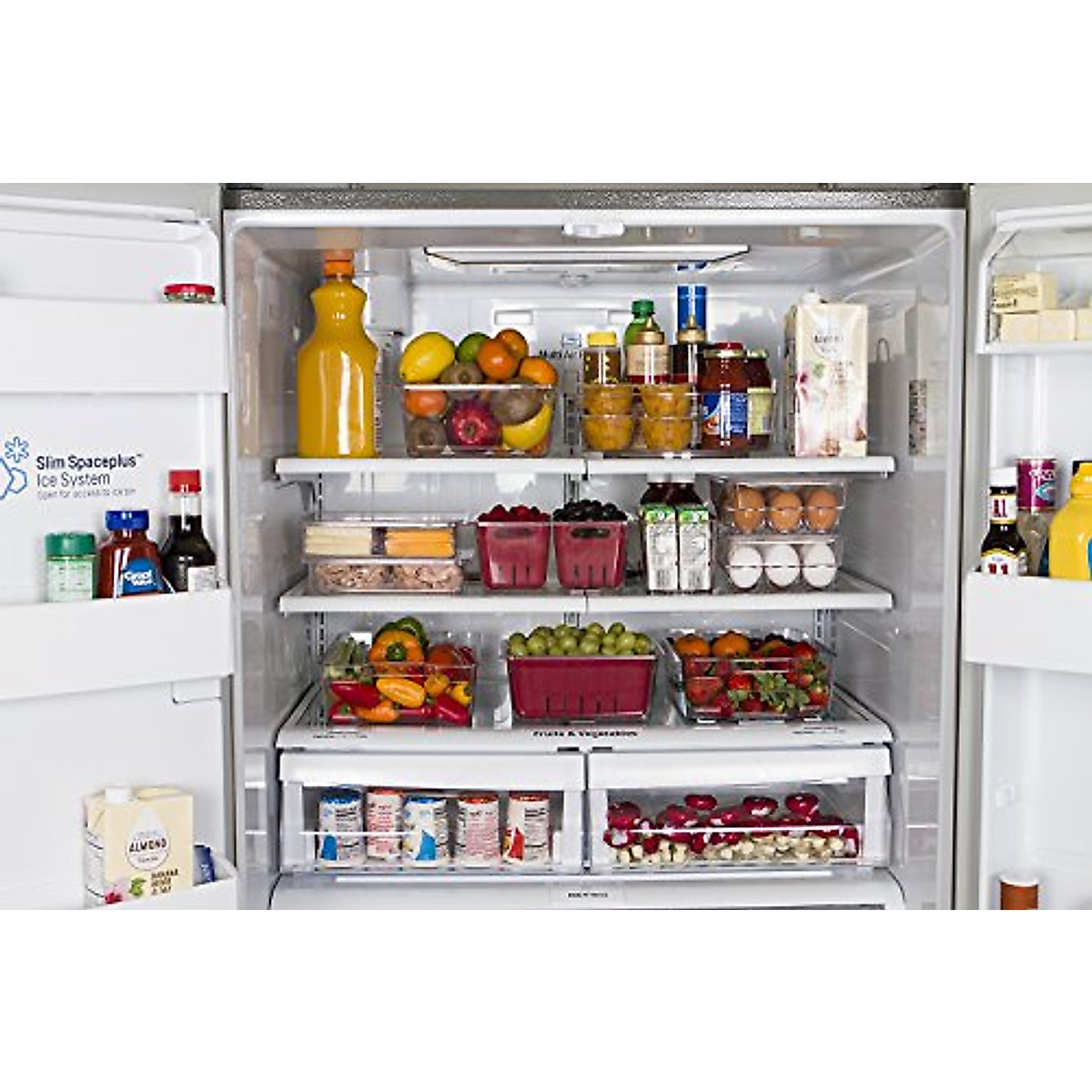 Kitchen Spaces KSDB12-AMZ Compact Deli Bins Stackable Food Storage Organizer for Fridge, Freezer, and Pantry, 8.7" x 3.5" x 6.8", Clear