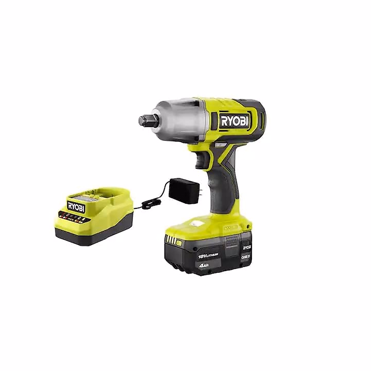 RYOBI ONE+ 18V Cordless 1/2 in. Impact Wrench Kit with 4.0 Ah Battery and Charger, (PCL265K1)