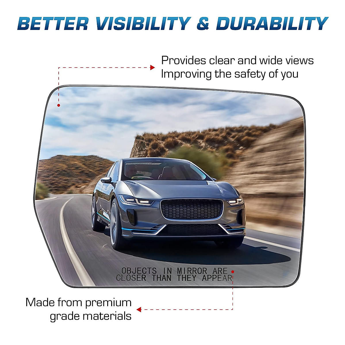 Youxmoto Driver Left and Passenger Right Side Heated Mirrors Glass Replacement, Fit for Ford F150 2011 2012 2013 2014 Side View Mirror Glass with Rear Holder, Fit for BL3Z-17K707-E + 4L3Z-17K707-DA