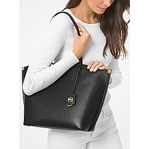 Michael Kors Jane Large Pebbled Leather Tote Bag (Black)