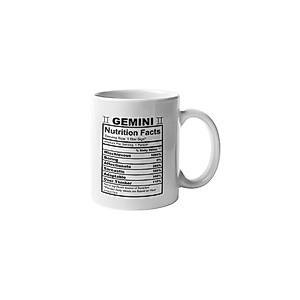 Gemini Nutrition Facts Coffee Mug Funny Motivation Inspiration 11-ounce White Ceramic Novelty Cup CMP00136