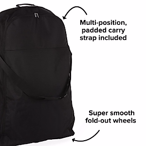 Diono Quantum Stroller Travel Bag, Heavy Duty Stroller Cover for Gate Check Luggage, Airplane Friendly with Wheels, Padded Easy Carry Strap