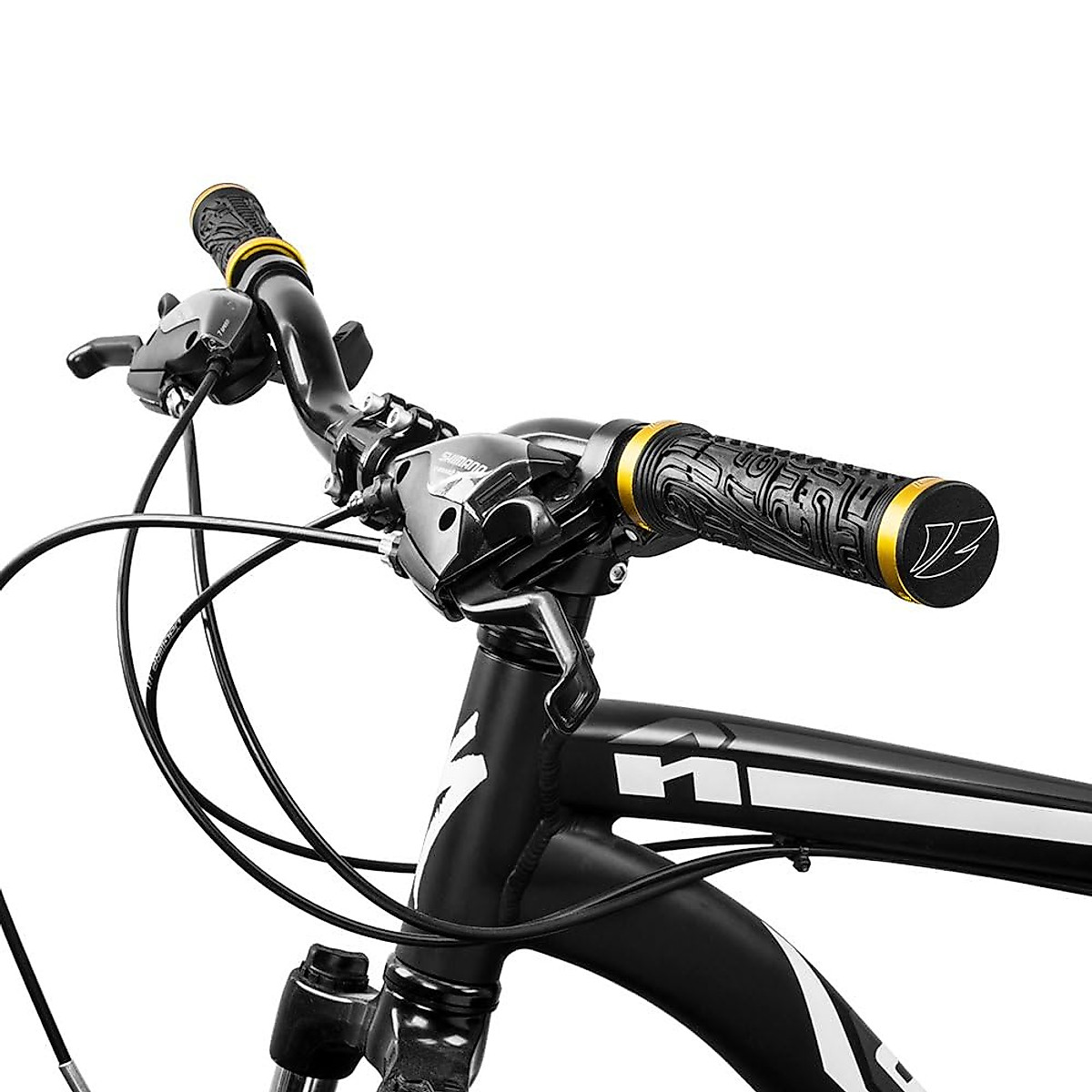 BV Bike Handlebar Grips, Double Lock-on Bicycle Grip Handle Bar End Holding Locking Grips, for MTB, BMX, Mountain, Downhill, Folding Bike (Gold)