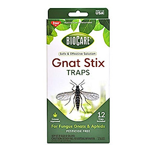 Enoz BioCare Gnat Stix for Fungus Gnats and Aphids, Pest Control for Plants and Greenhouses, Safe & Effective, 12 Pack