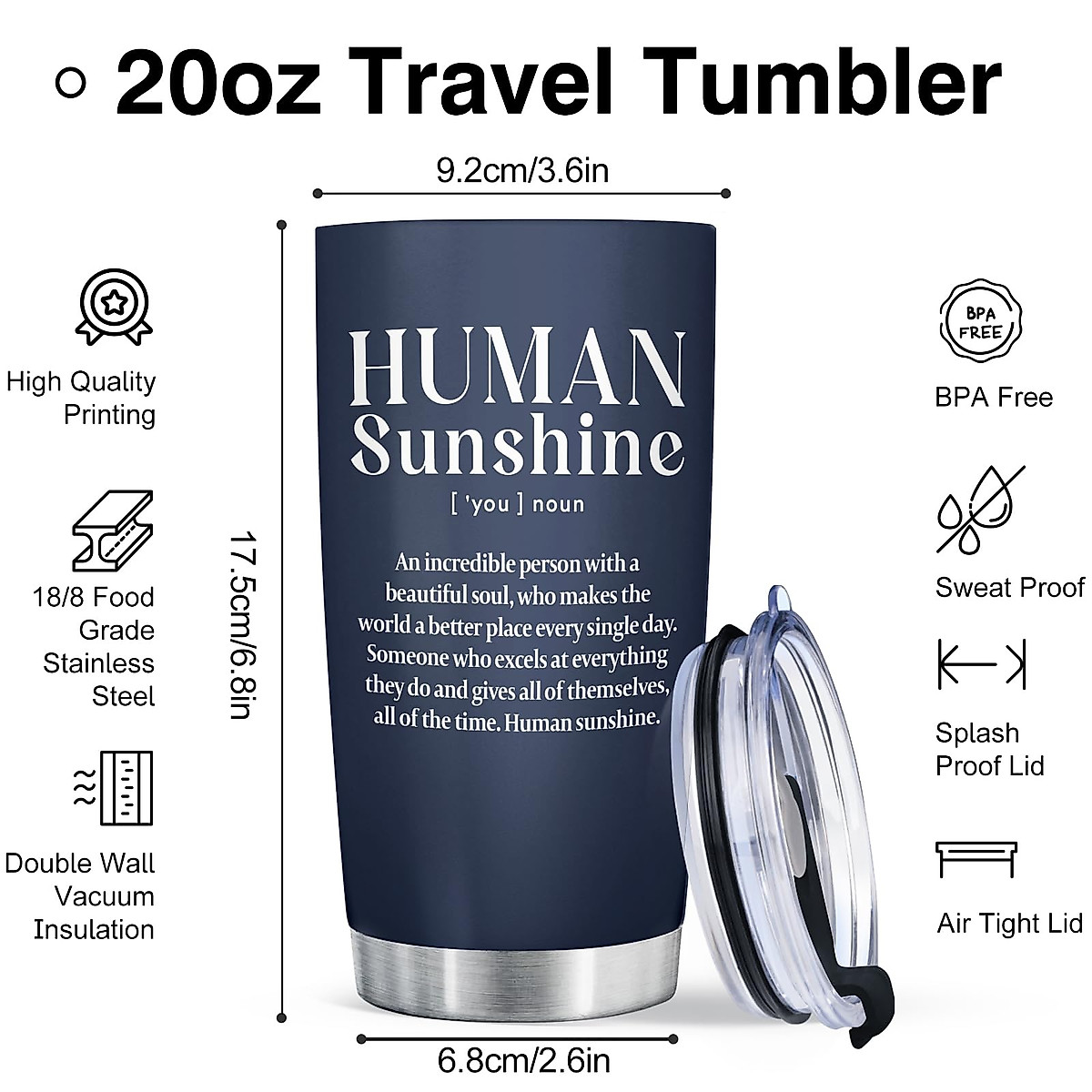Shqiueos Coworker Christmas Gifts Human Sunshine Tumbler Cup 20 Oz, Thank You Gifts for Women Men, Appreciation Gifts for Teacher Doctor Nurses Employee Principal Boss Retirement Birthday Gifts