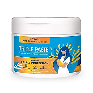 Triple Paste Diaper Rash Cream for Baby - 16 Oz Tub - Zinc Oxide Ointment Treats, Soothes and Prevents Diaper Rash - Pediatrician-Recommended Hypoallergenic Formula with Soothing Botanicals