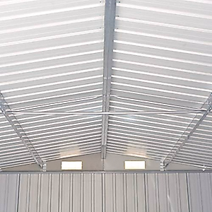 FAMIROSA Garden Storage Shed with Vents Metal Steel Double Sliding Doors Outdoor Wood Storage Shed Patio Lawn Care Equipment Pool Supplies Organizer 101.2"x154.3"x71.3" Metal Gray