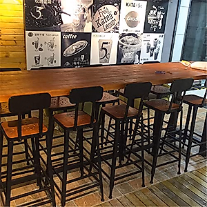 NIUYAO Bar Table Modern Simplicity Style in Solid Wood Fixed Top Table with Metal Legs for Bistro Cafe Home -Dark Wood ​71" L x 23.5" W x 41.5" H
