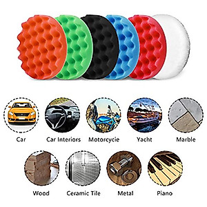 12 Pcs Buffing Polishing Pads 6 Inch Compound Buffing Sponge Pads Cutting Polishing Pad Kit for Car Buffer Polisher Compounding, Polishing and Waxing
