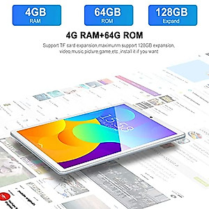 AOYODKG Tablet 2023 Newest 2 in 1 Tablet 10 Inch Android Tablet 4G Cellular with 2 Sim Card Slot, 4GB+64GB Storage, Quad-Core, 1920 * 1200 HD Display/WiFi Tablet with Keyboard Mouse Stylus-Gold