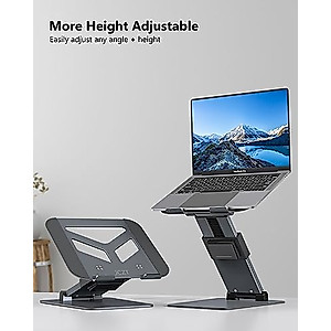 JCZT Adjustable Laptop Stand for Desk [Lift Up to 20'' ], Ergonomic Laptop Riser Converter, AluminumComputer Stand for MacBook Air Pro, HP, Dell, All 10-17 Inch Laptops