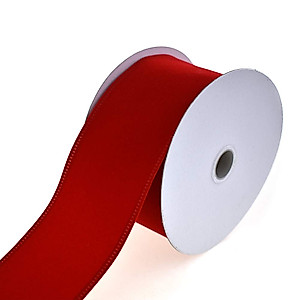 Homeford Christmas Velvet Wired Edge Ribbon, 2-1/2-inch, 10-Yard, Bright Red