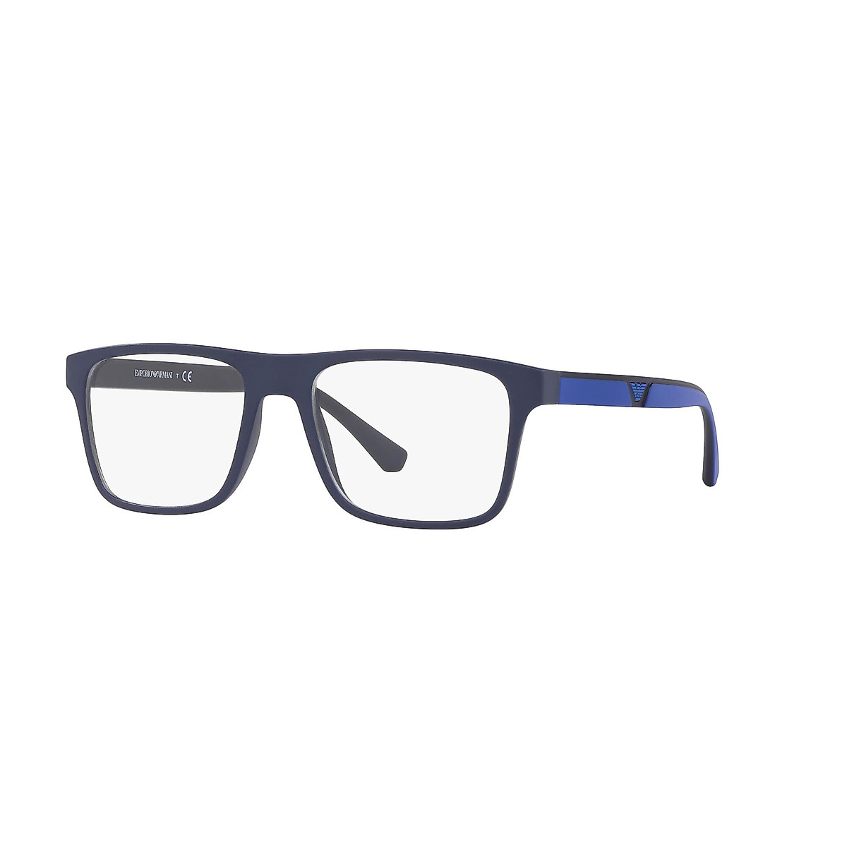 Emporio Armani Men's EA4115 Prescription Eyewear Frames with Two Interchangeable Sun Clip-Ons Rectangular, Matte Dark Blue/Clear/Grey/Blue Mirrored, 54 mm