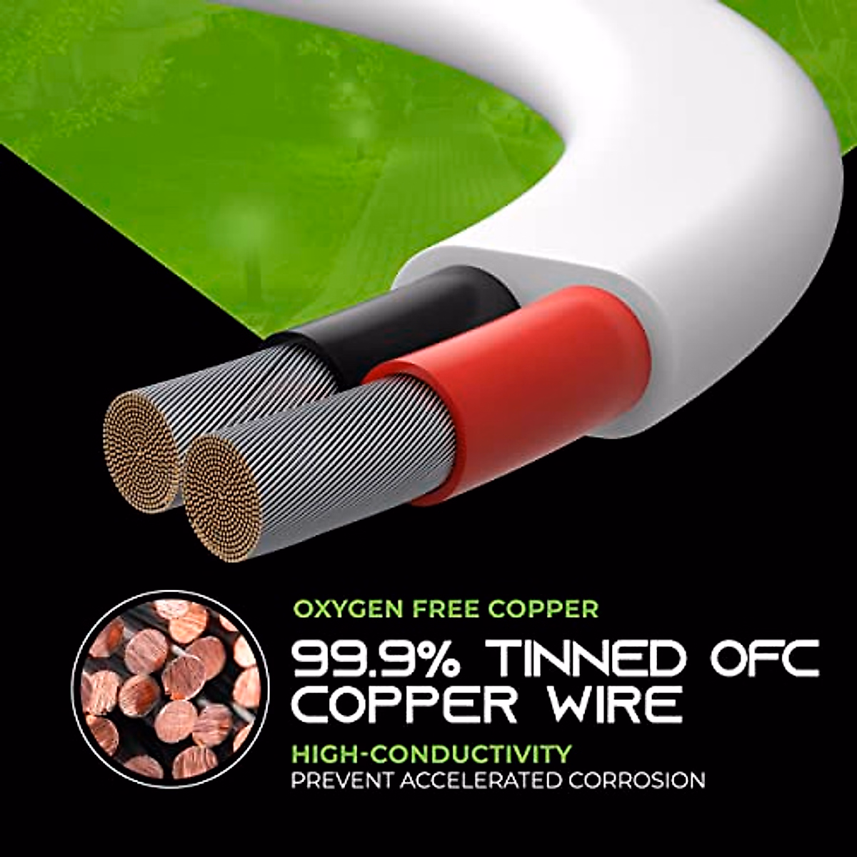 GearIT 16/2 Marine Wire (50 Feet) 16AWG Gauge - Tinned OFC Copper/Marine Grade Speaker Cable/Duplex / 2 Conductors - OFC Oxygen-Free Copper, White 50ft
