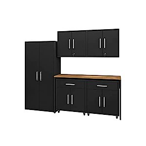 Manhattan Comfort Eiffel 6-Piece Garage Storage Set in Matte Black