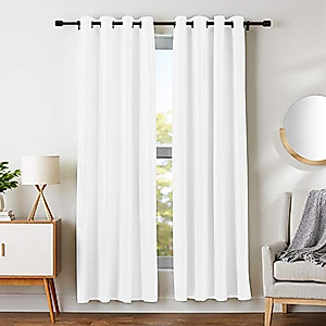 Amazon Basics Room Darkening Blackout Window Curtains with Grommets - 52 x 84-Inch, White, 2 Panels