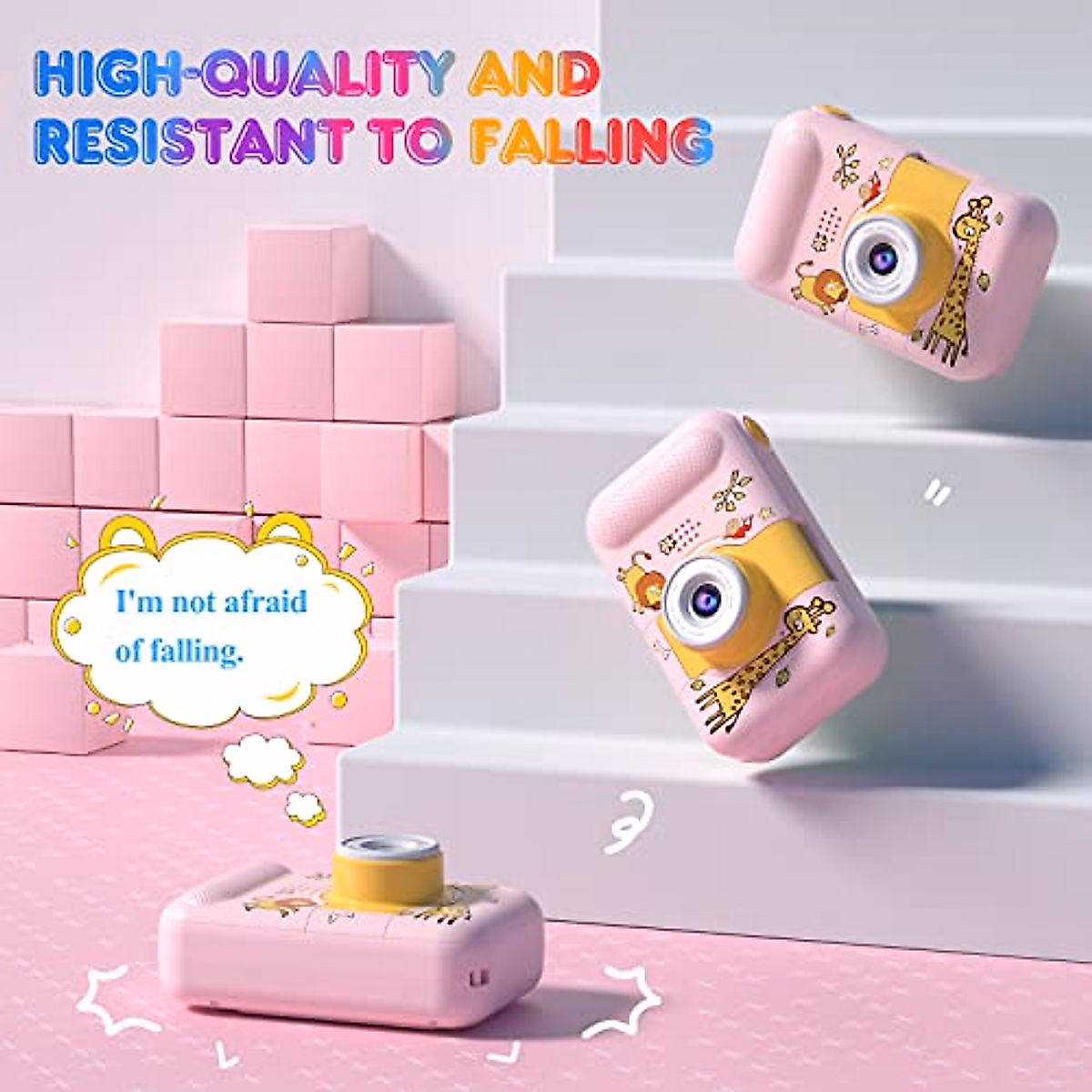 QUTOGO Kids Camera for Girls, HD Video Digital Camera for Kids, Girls Birthday Gifts Toys Children Kid Selfie Camera with 32GB Card, Toddler Camera for 3 4 5 6 8 10 11 12 Year Old, Pink