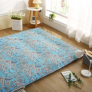 YUDACHU Futon Floor Mattress Cover with Zipper, Cotton Japanese Futon Cover Full Size, Machine Washable Soft Skin-Friendly Tatami Mattress Cover for Dust Protection