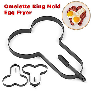 HomeSoGood 2 Pcs Funny Egg Fryer, Stainless Steel Egg Fryer, Non Stick Funny Egg Ring Mould Pancake Cooking Tool with Foldable Handle Kitchen Tools