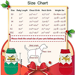CooShou 2Pcs Cat Christmas Sweater Dog Christmas Sweater Cat Dog Knitwear Sweater Xmas Clothes Elk Christmas Red Green Sweaters for Cat Puppy Dog S