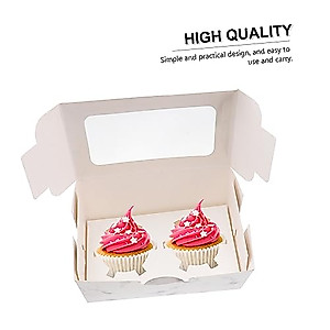 Abaodam 10pcs Box Cake Box Cupcake Carrying Case Cupcake Takeout Container Cupcake Container Bakery Cupcake Holder Cookie Carrier with Lid Cake Containers Paper White Suitcase Egg Tart