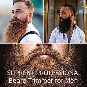 SUPRENT Professional Beard Trimmer for Men with Precision Dial, Cordless Hair Mustache Trimmer with 57 Adjustable Precision Lengths, USB Quick Charge