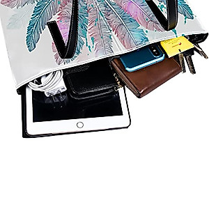 Large Leather Handbags for Women Feather Top Handle Shoulder Satchel Hobo Bag