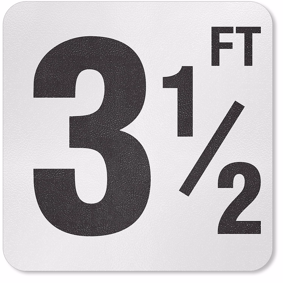 SmartSign “3 and 1/2 Ft” Adhesive Pool Depth Marker/Sign, 4" Letter Height, 20 mil Laminated Vinyl with Anti-Skid Pebbled Surface, 5.75" x 5.75", Black and White, Made in USA