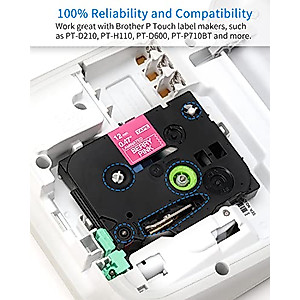 10 Pack, MarkDomain Compatible Label Tape Replacement for Brother 12mm 0.47 Inch TZe Color Laminated Tape, for P Touch PT D210 Label Maker, White on Green/Pink/Grey/Gold/Blue/Red/Blue/Yellow/Orange