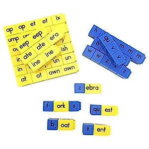 hand2mind Reading Rods Letters and Words, Build a Word with Alphabet Blocks, Early Readers Linking Cubes, Reading Manipulatives, Montessori Alphabet, 1st Grade Reading, Homeschool Supplies (Set of 62)